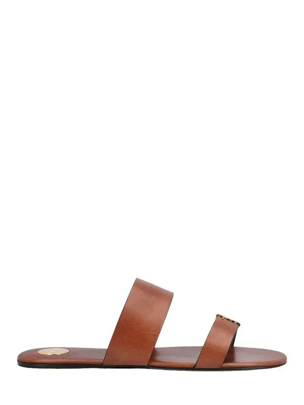 Saint Laurent Babylone Slides In Smooth Leather - Brown