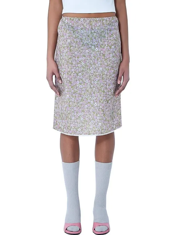 Prada Re-nylon Floral Midi Skirt - Gray