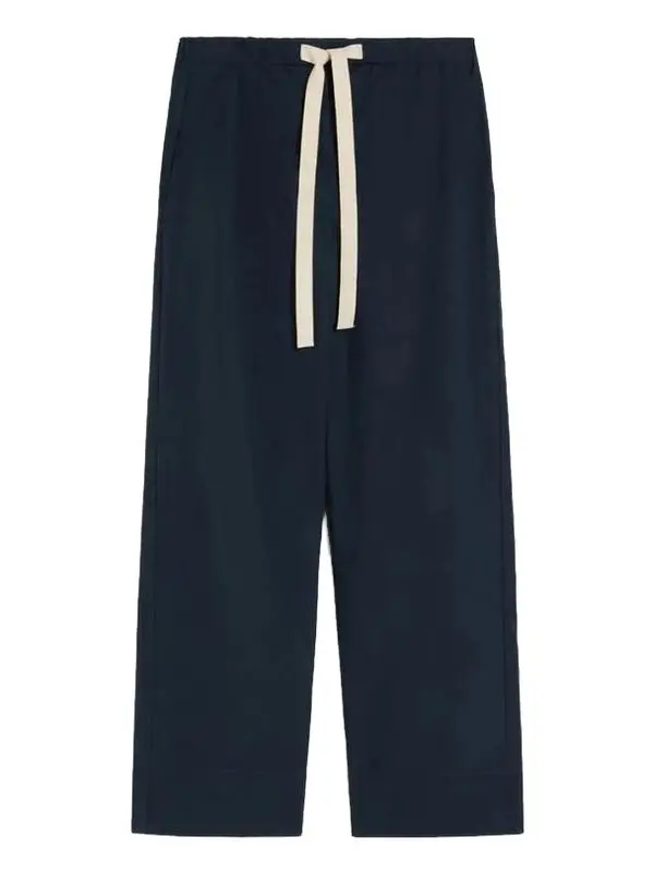 Max Mara Wide Leg Cotton Drawstring Trousers - Blue