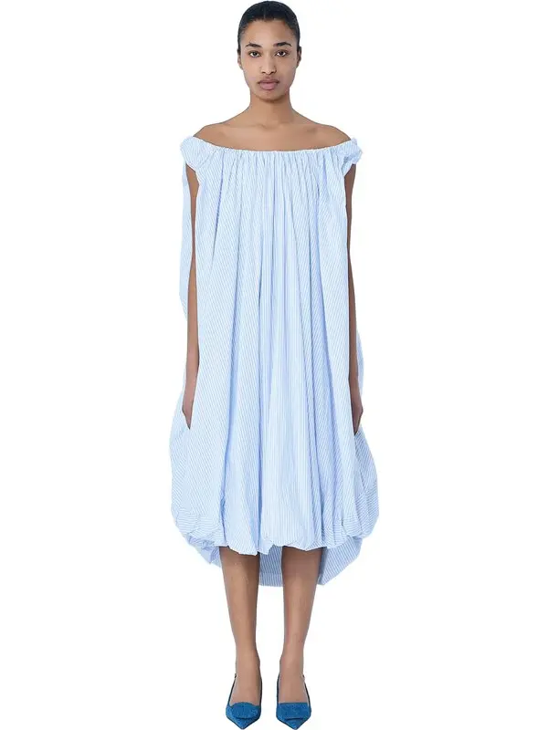 Jacquemus Le Lavande Off-shoulder Midi Dress - Blue