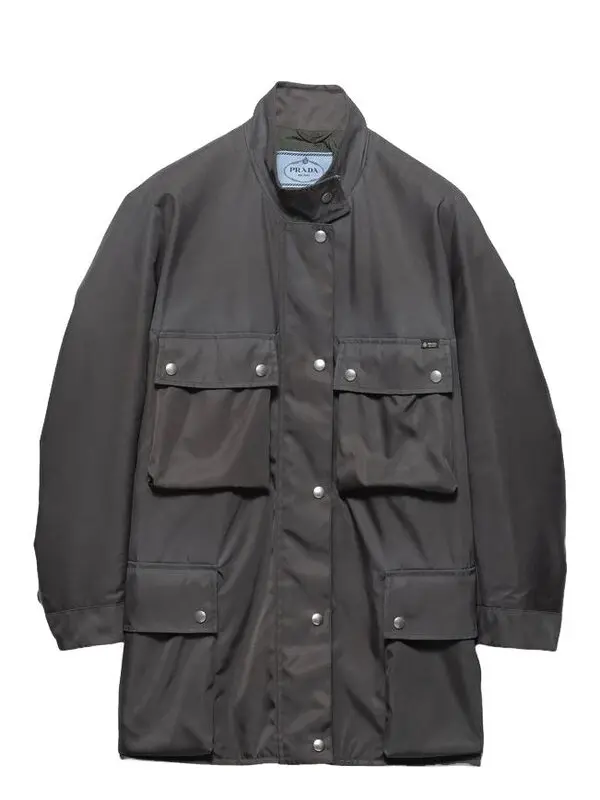 Prada Recycled Polyamide Military Jacket - Gray