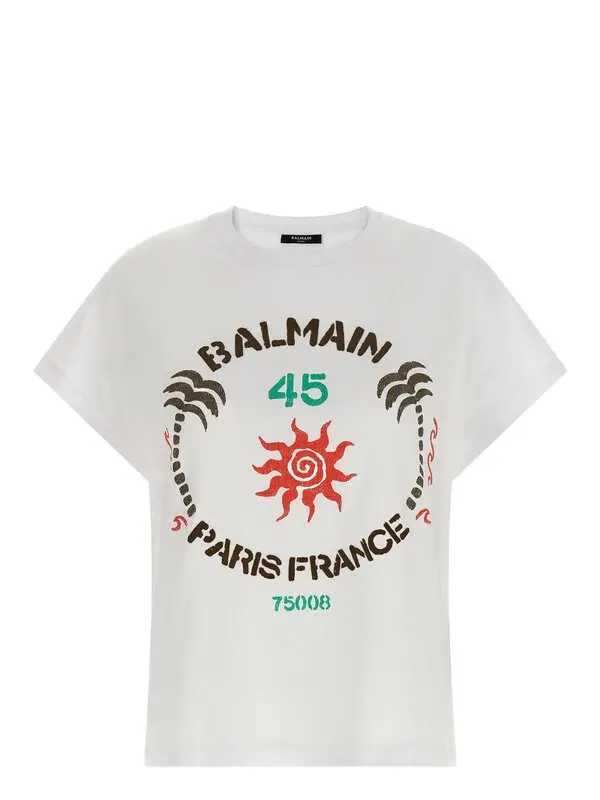 Balmain Club 45' Print T-shirt - White