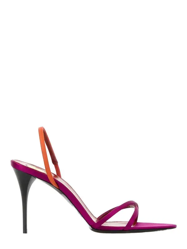 Saint Laurent Two-tone Satin Justify Sandals - Multicolor