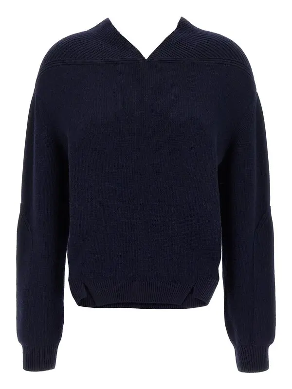 Victoria Beckham V-neck Yoke Detail Sweater - Blue