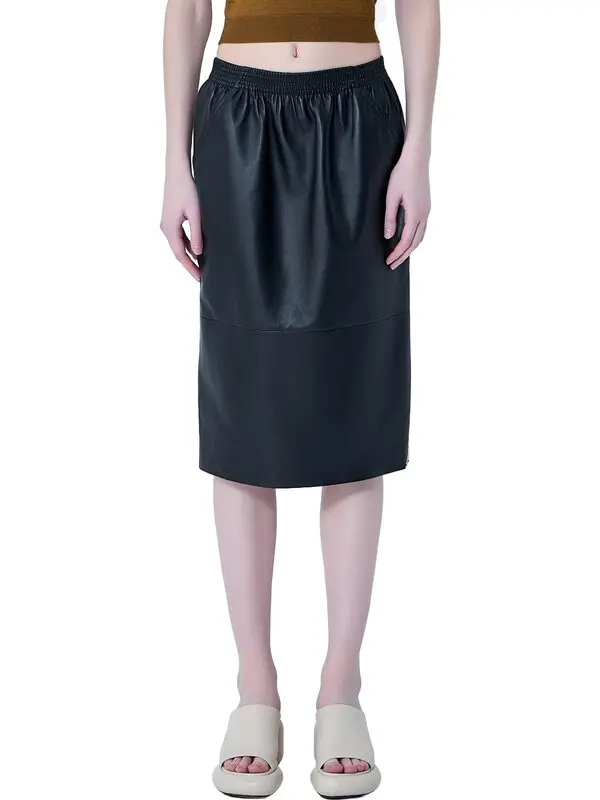 Chloé Knee-length Leather Pencil Skirt - Black