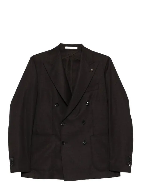 Tagliatore Double-breasted Peak Lapel Jacket - Brown