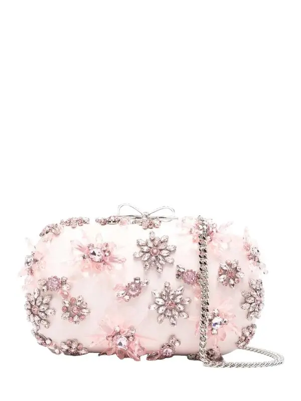 SELF-PORTRAIT Embellished Clutch With Bow Detail And Chain Strap - Multicolor
