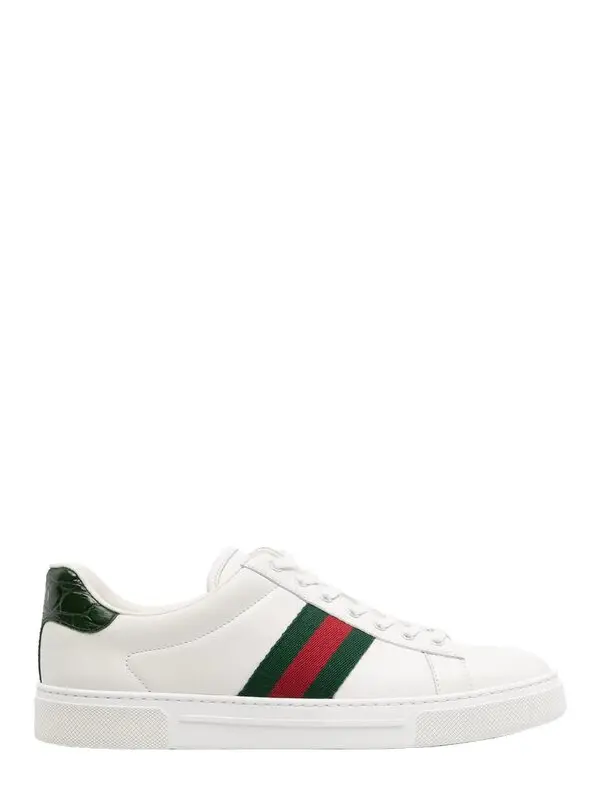 Gucci Leather Web-stripe Lace-up Sneakers - White