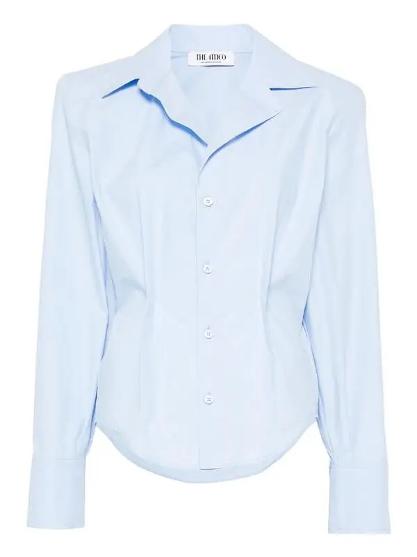 Attico Light Cotton Shirt With Pointed Collar - Blue