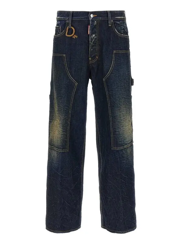 Dsquared2 Loose Carpenter Jeans With Distressed Treatment - Blue