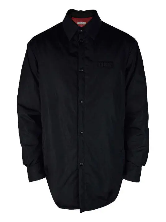 Valentino Garavani Waterproof Jacket With Embossed Logo Plate - Black