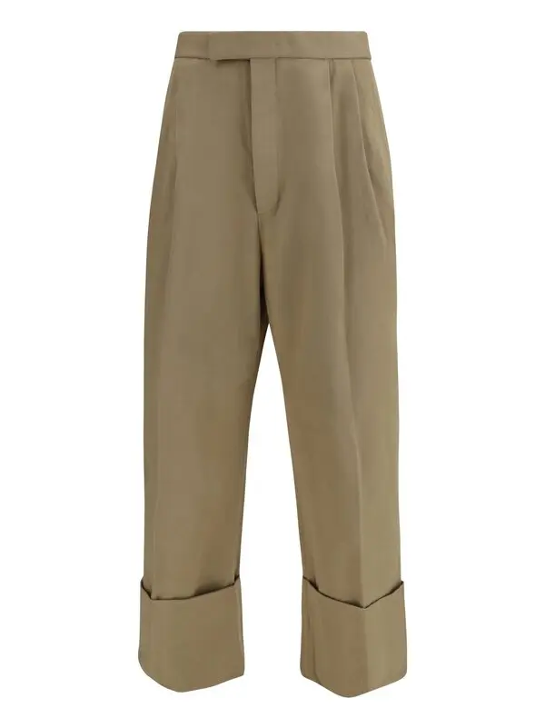Thom Browne Cotton Gabardine Double Pleat Trousers - Cream