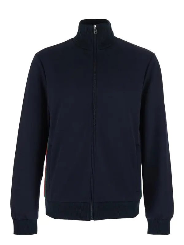 Gucci High Collar Jacket With Web Detail - Multicolor