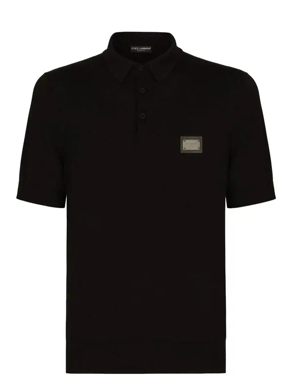 Dolce & Gabbana Virgin Wool Polo With Logo - Black
