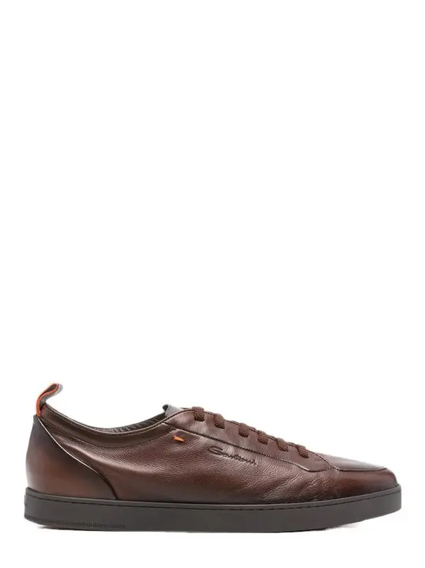 Santoni Calf Leather Lace-up Trainers - Brown