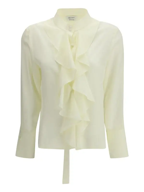 Alexander McQueen Ruffled Crêpe De Chine Shirt - Yellow