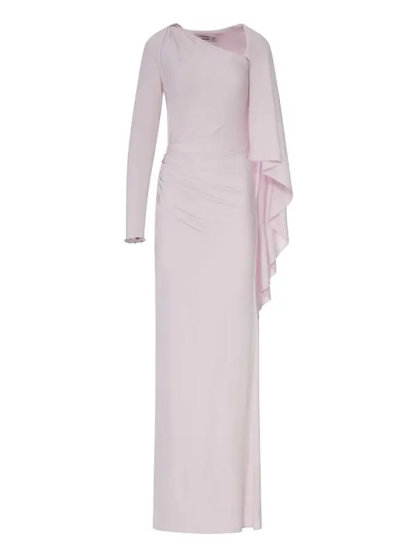 SELF-PORTRAIT Asymmetrical Draped Long Sleeve Gown - Multicolor