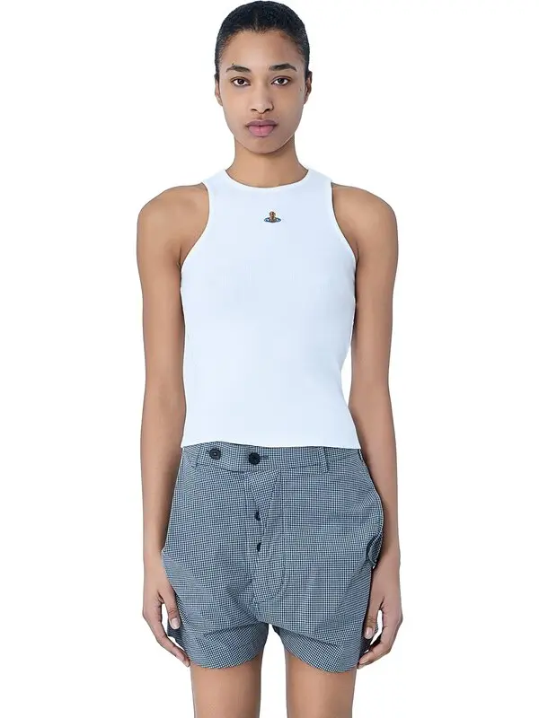 VIVIENNE WESTWOOD Ribbed Tank Top With Embroidered Logo - White