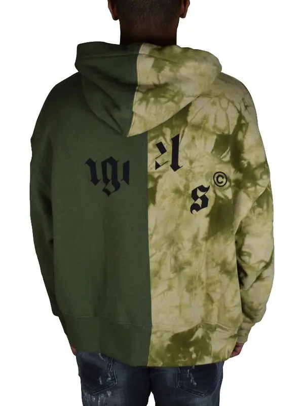 Palm Angels Two-tone Tie-dye Logo Hoodie - Green