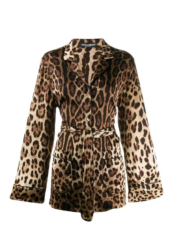 Dolce & Gabbana Leopard Print Silk Shirt With Belt - Multicolor
