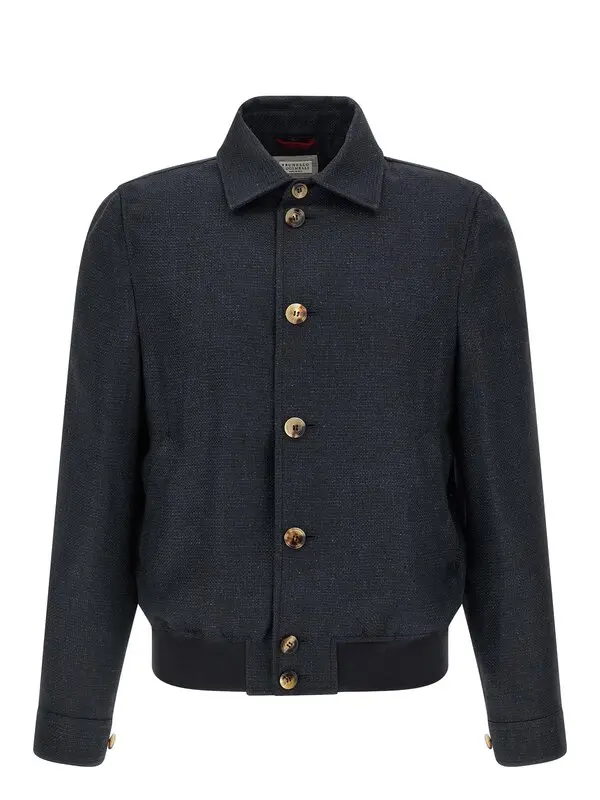 Brunello Cucinelli Linen Blend Jacket - Blue