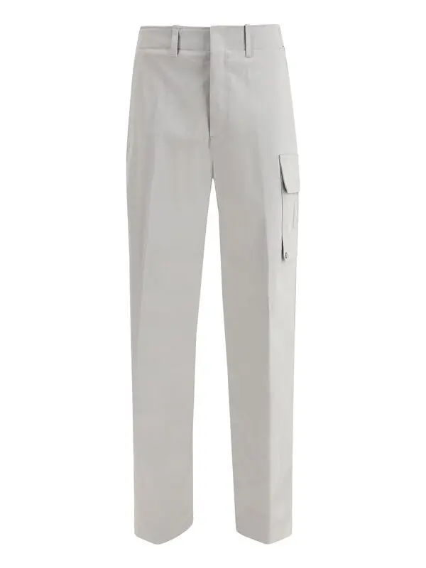 Fendi Cargo Trousers In Stretch Cotton Gabardine - Silver