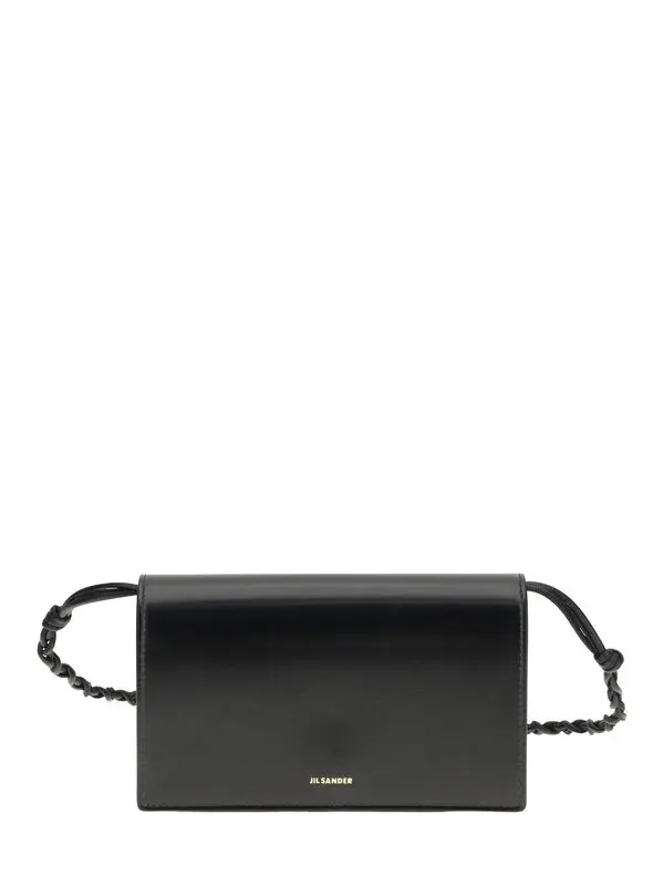 JIL SANDER Tangle Wallet With Shoulder Strap - Black
