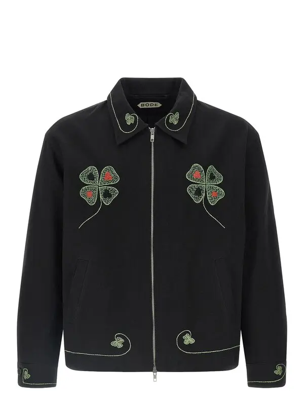 BODE Embroidered Cotton Twill Workwear Jacket - Black