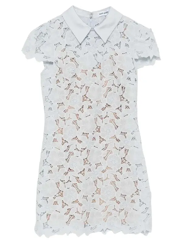 SELF-PORTRAIT Floral Lace Dress With Peter Pan Collar - Blue