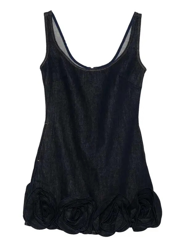 SELF-PORTRAIT Short Dress With Floral Appliqu - Blue