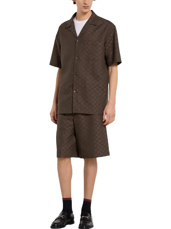 Gucci Bermuda Shorts With Monogram Pattern - Brown
