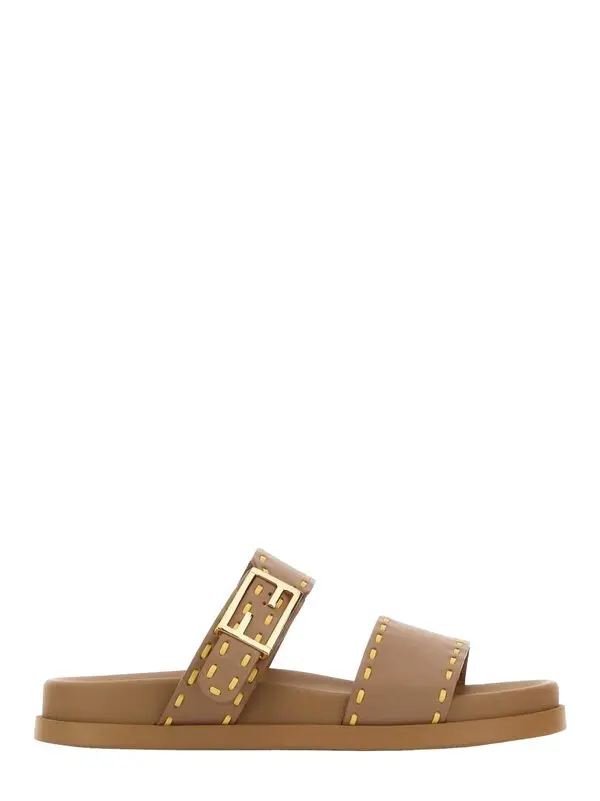 Fendi Cappuccino Leather Sandals - Brown