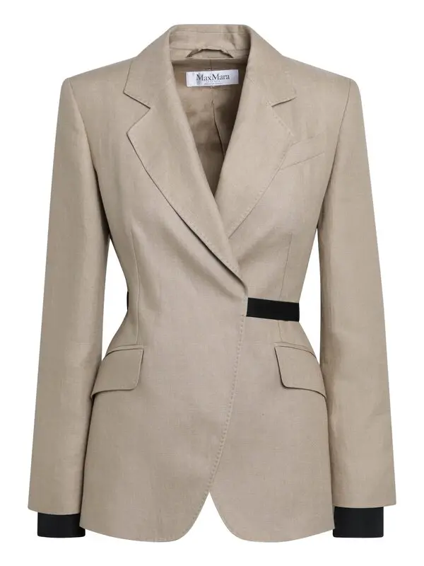 Max Mara Double Breasted Linen Blazer - Cream