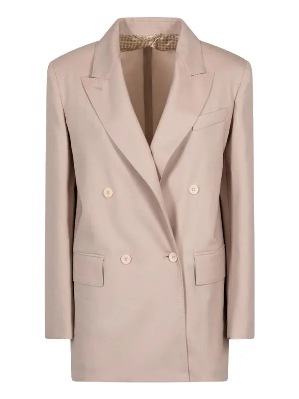 Max Mara Double-breasted Wool Blend Blazer - Multicolor