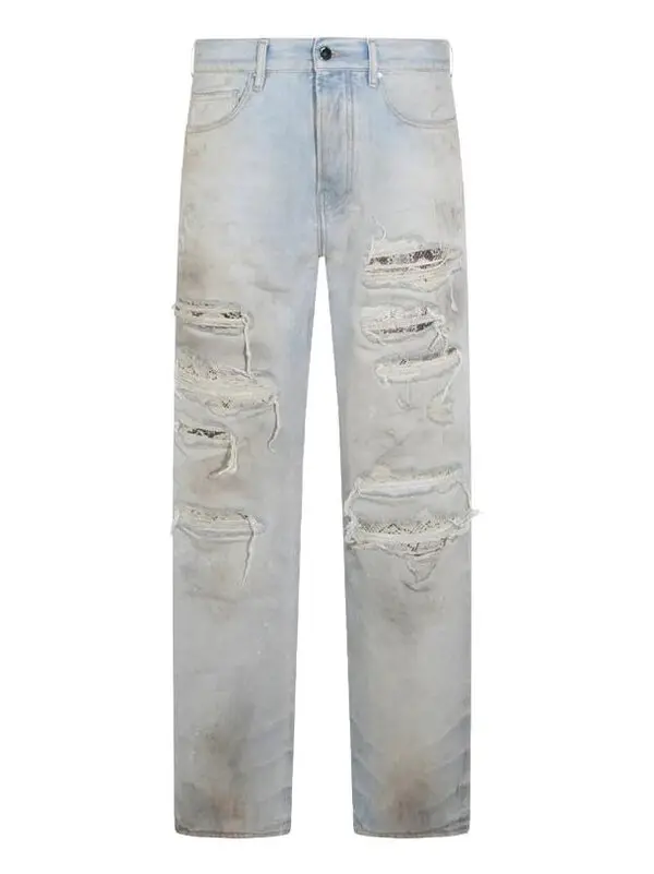 Amiri Light Wash Distressed Straight-leg Jeans - Blue