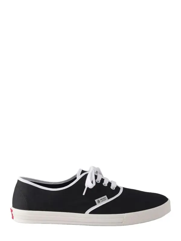 Prada Drill Fabric Lace-up Sneakers - Black