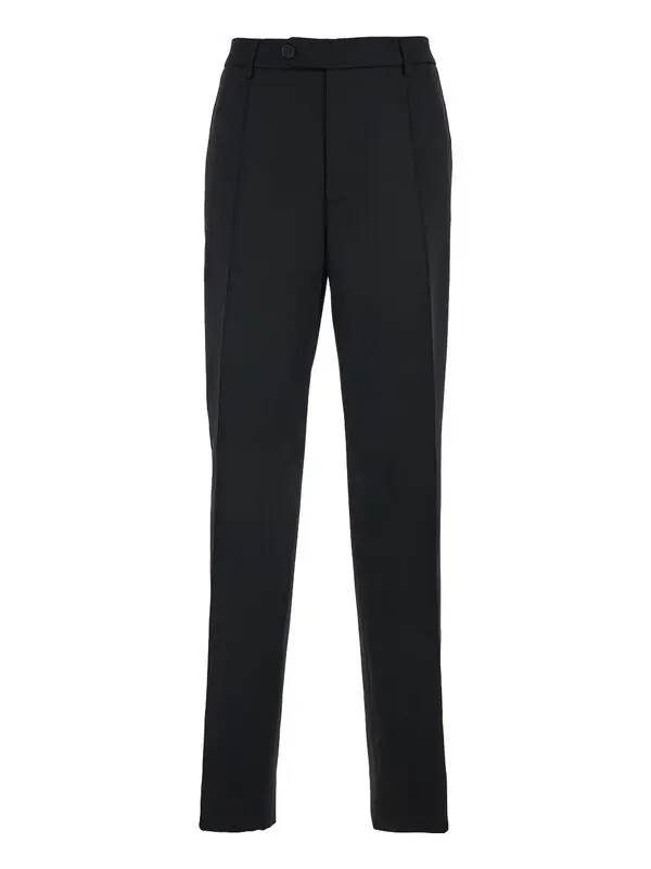 GOLDEN GOOSE Black Wool And Satin Trousers With Star Logo Detail - Multicolor
