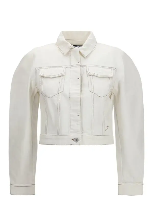 Jacquemus Ovalo Curved Denim Jacket - White
