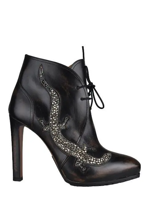 Ralph Lauren Reanna Embellished Leather Lace-up Boots - Brown