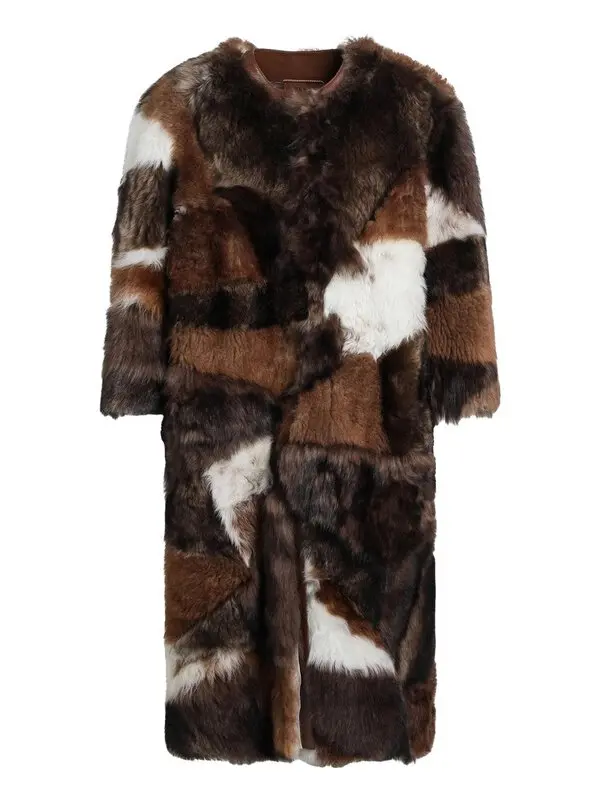 Prada Patchwork Shearling Coat - Multicolor