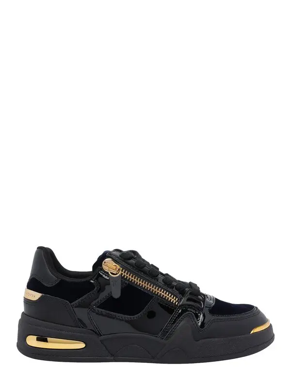 GIUSEPPE ZANOTTI Leather Zip-up And Lace-up Sneakers - Black