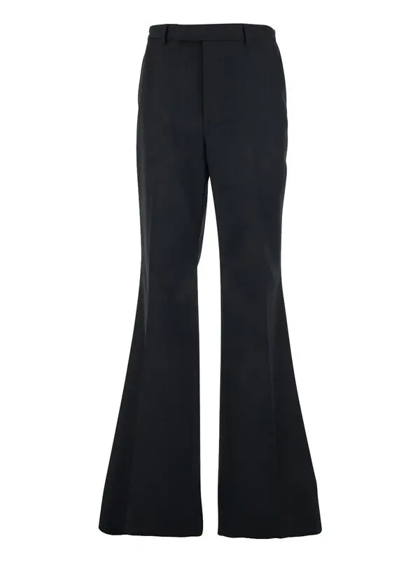 Valentino Garavani Black Nylon And Wool Gabardine Flared Pants - Multicolor