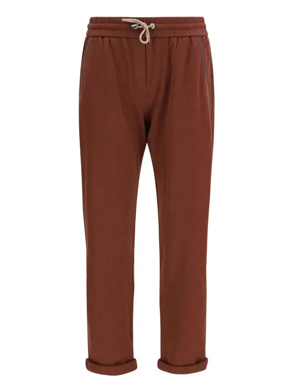 Brunello Cucinelli Cotton Drawstring Waist Pants With Embellished Pockets - Multicolor