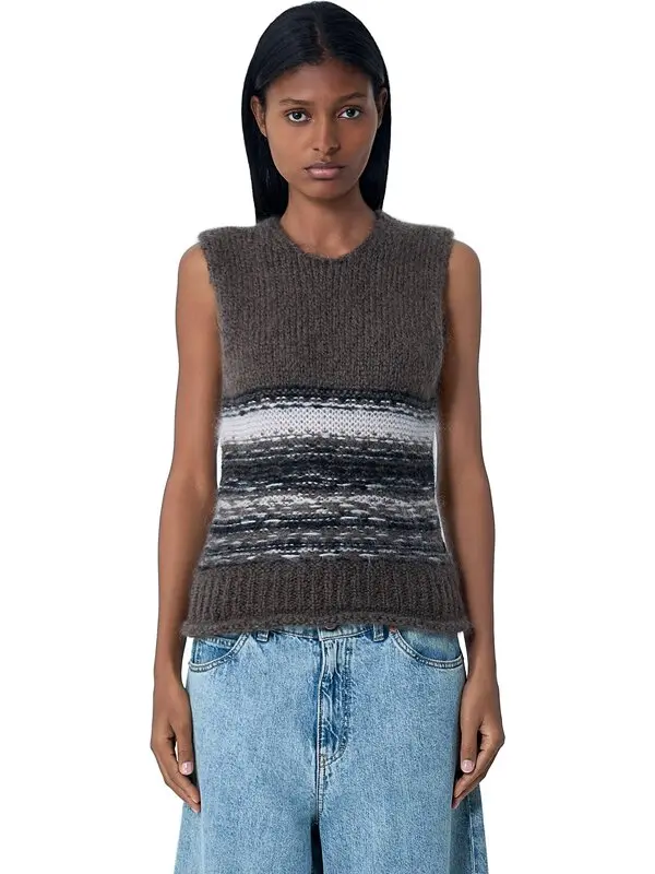 Our Legacy Reverse Fairisle Knit Tank - Brown