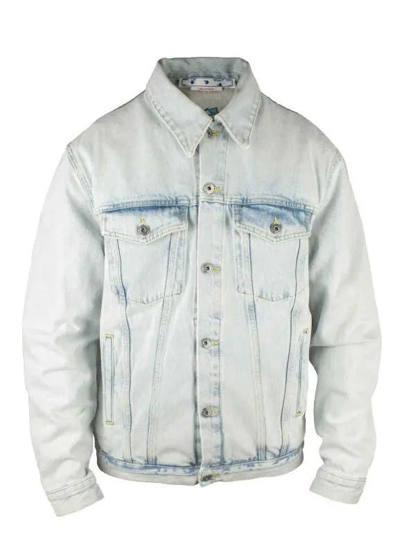 Off-White Denim Jacket With Graffiti Logo - White