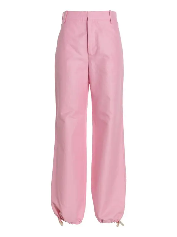Marni Logo Embroidered Linen Blend Pants - Pink