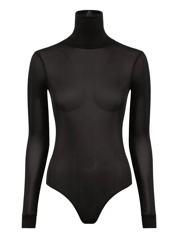 MAISON MARGIELA Sheer Turtleneck Bodysuit - Black