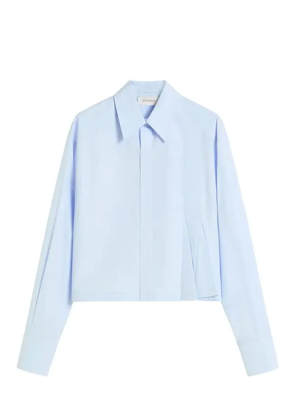 Sportmax Cropped Poplin Shirt With Asymmetrical Pleats - Blue