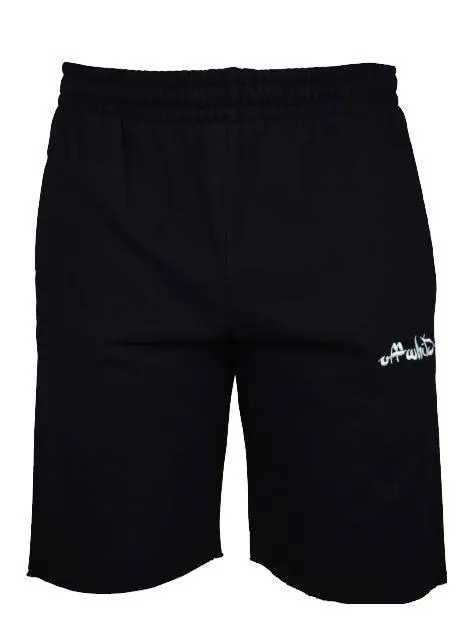 Off-White Cotton Shorts With Logo Detail - Black