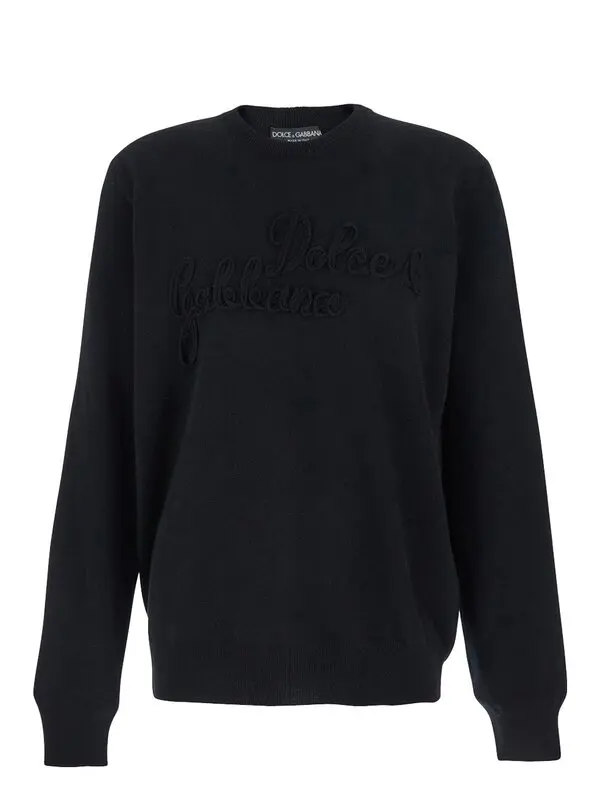 Dolce & Gabbana Wool Crew Neck Sweater With Logo Lettering - Multicolor